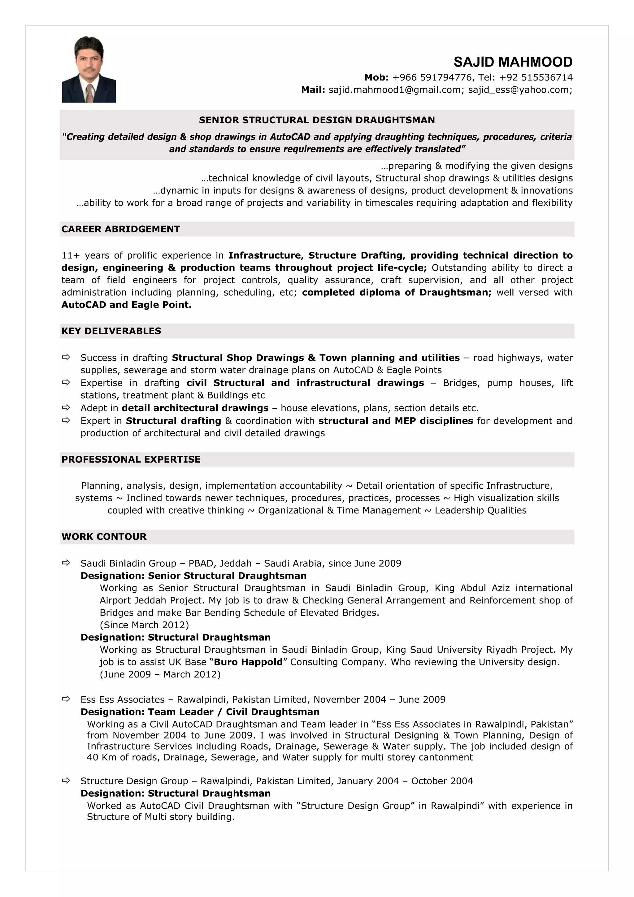 Sajid Mehmood _Structural Draughtsman_ | PDF