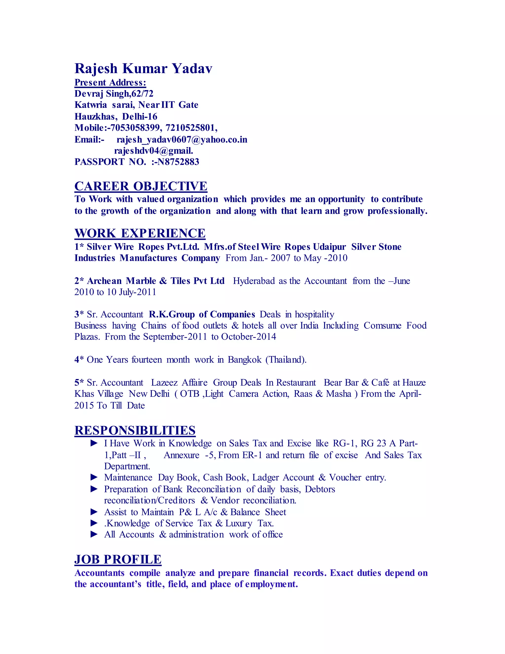 Resume Rajesh Yadav | DOCX