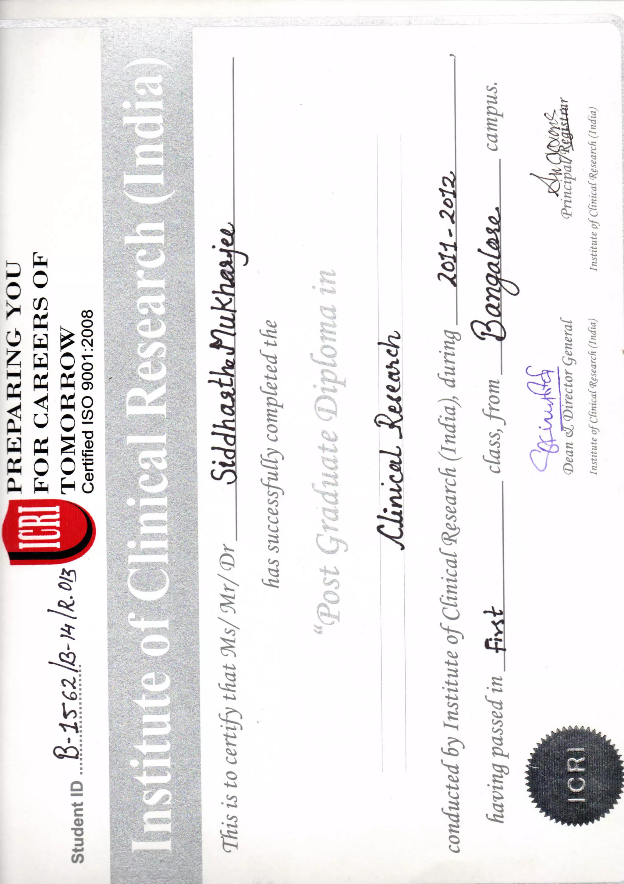 Clinical Research Degree Certificate | PDF