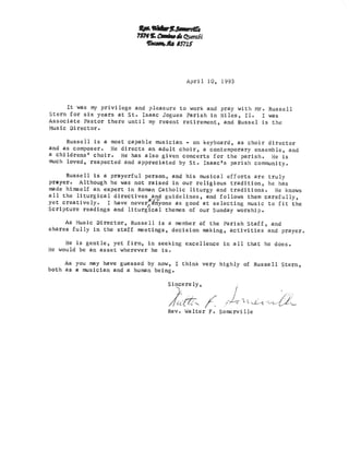 Russell Stern Church Music Director Recommendations | PDF