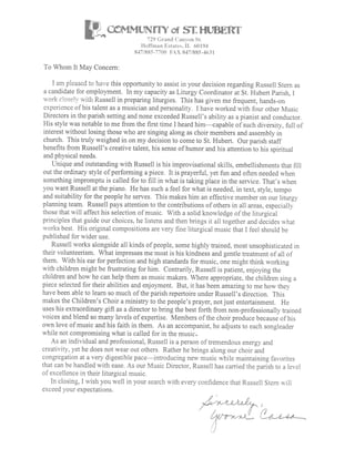 Russell Stern Church Music Director Recommendations | PDF