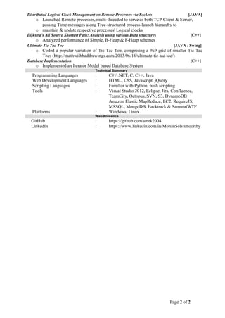 Resume_Mohan Selvamoorthy_Sec | PDF