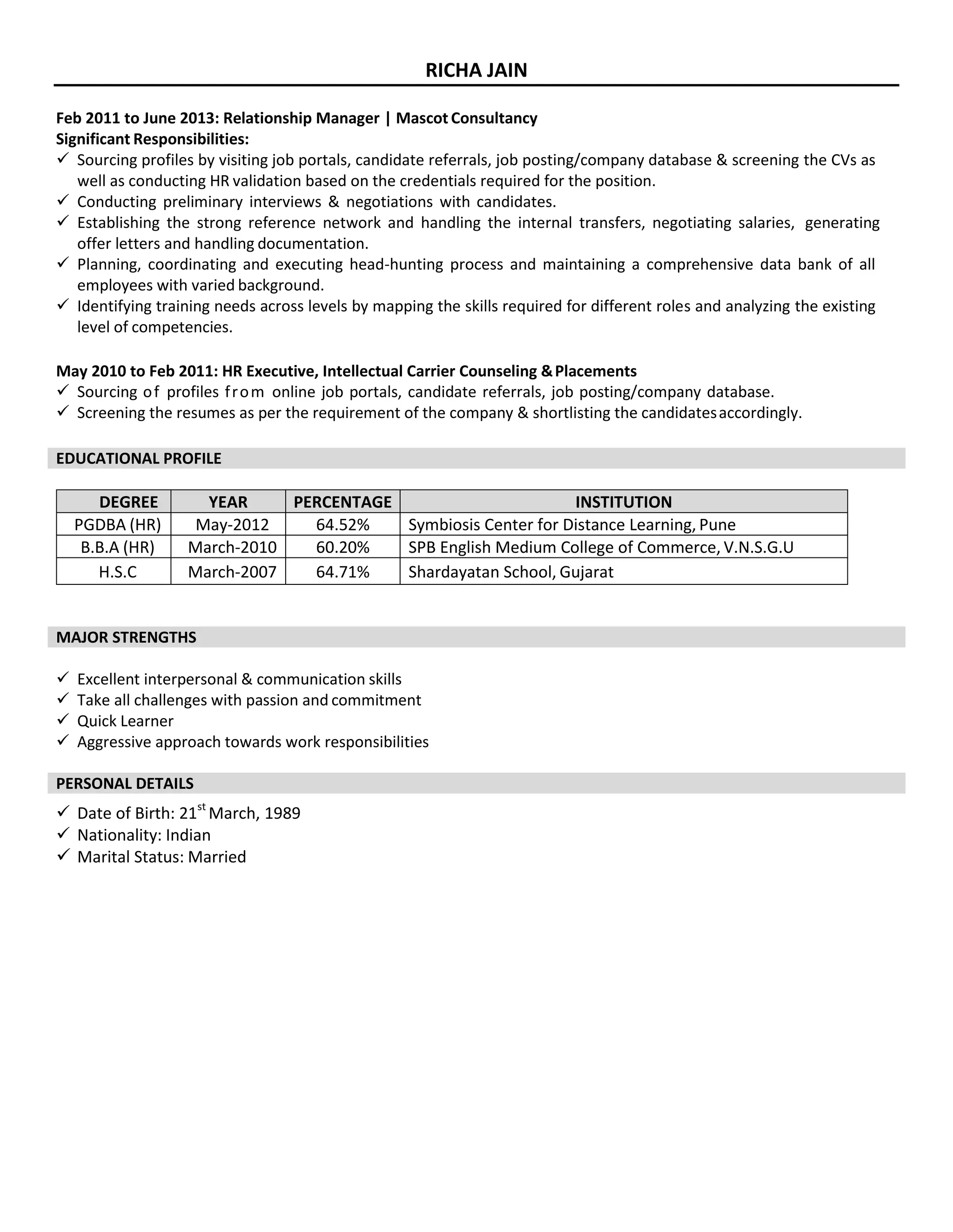 RICHA CV | PDF