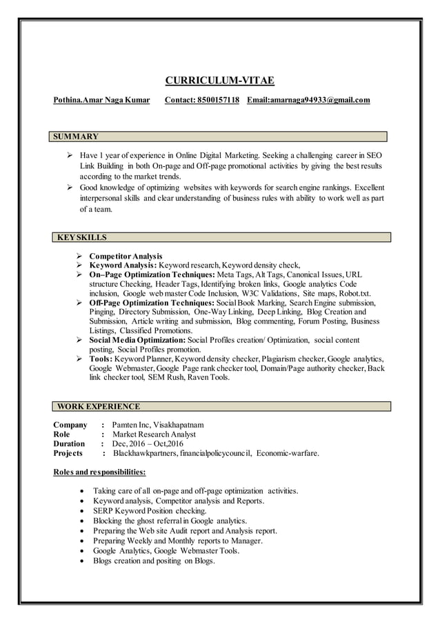Amar resume | DOCX | Search | Internet