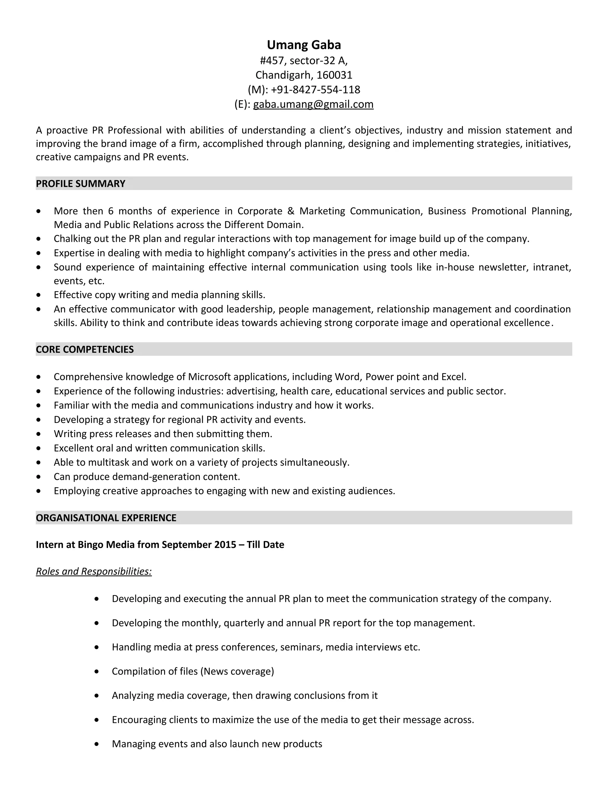 Umang Gaba resume | DOC