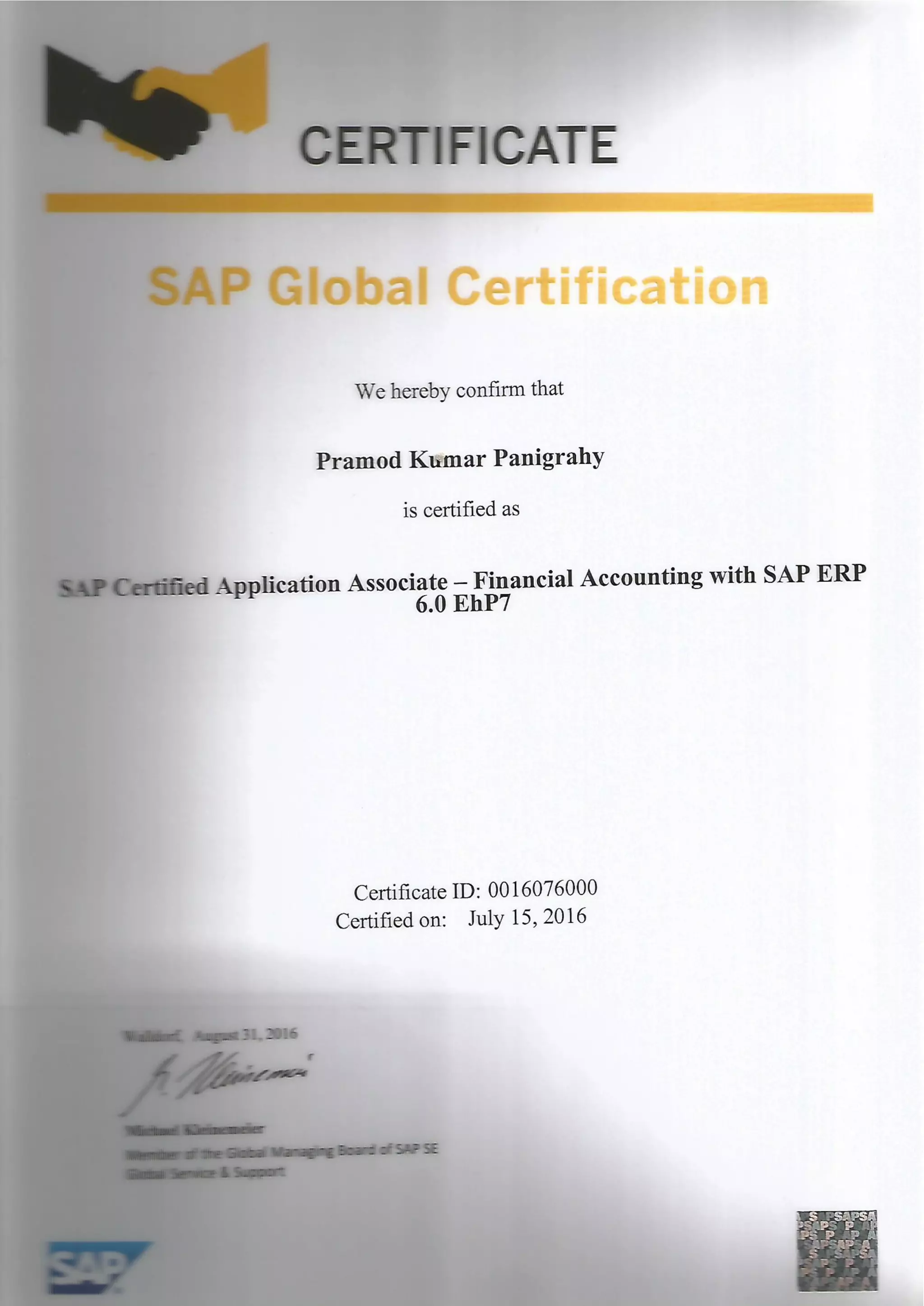 SAP_certificate | PDF