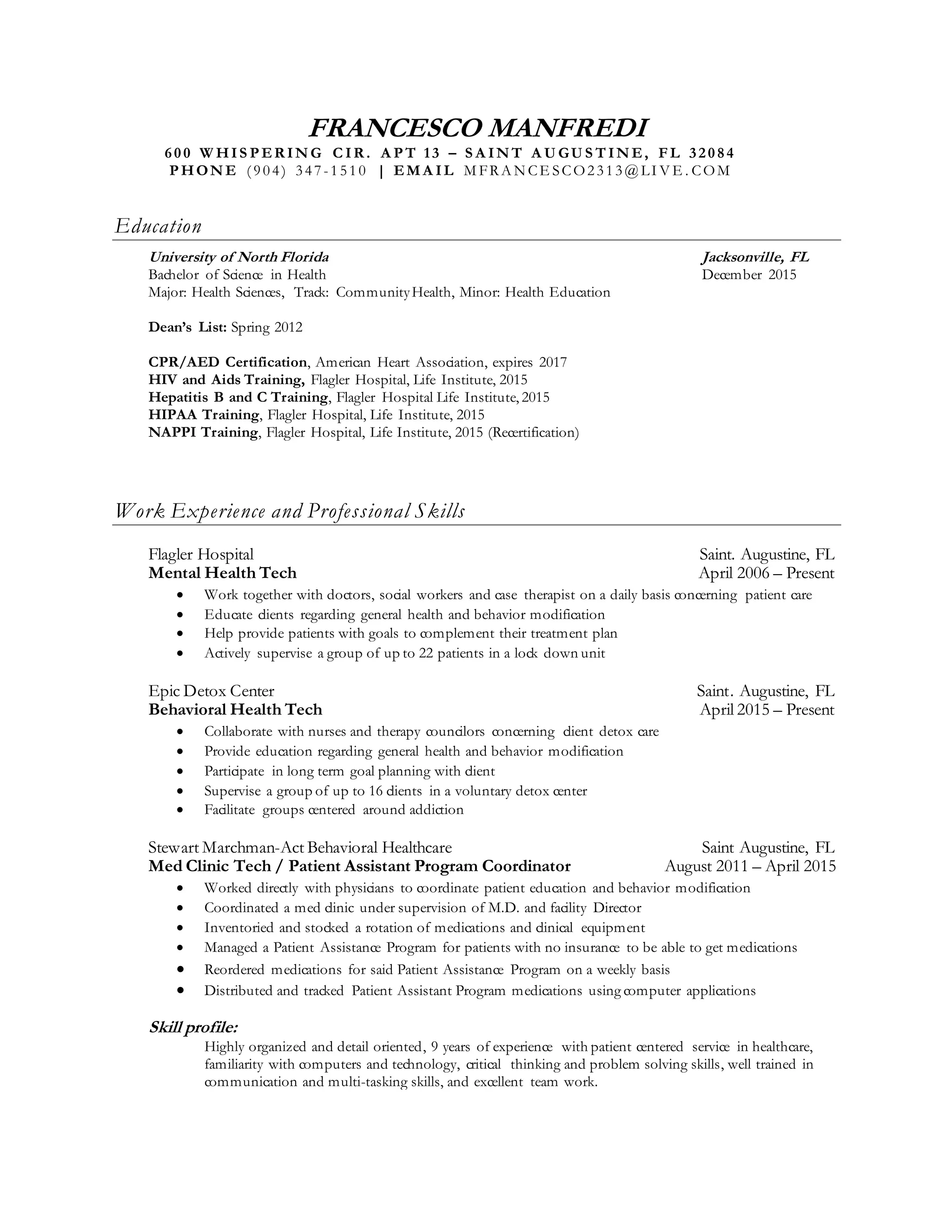 Francesco Manfredi Resume | DOCX