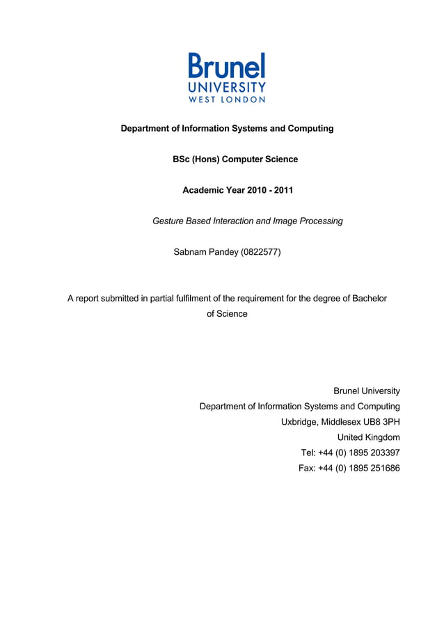 Final Year Project-Gesture Based Interaction and Image Processing | PDF | Web Development | Internet