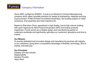 Fumax Presentation - ODM and OEM - 2016 | PDF