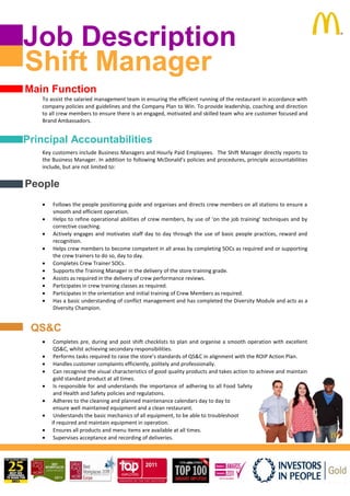 McDonalds Shift_Manager_Final | PDF