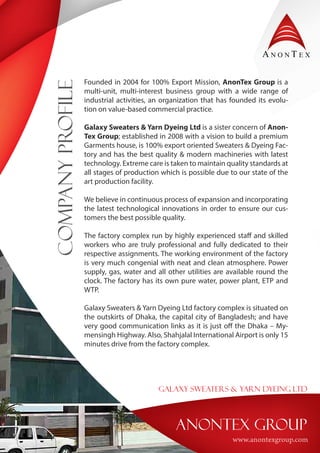 Galaxy Sweaters & Yarn Dyeing Ltd - Company Profile (1) | PDF