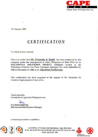 cape certificate Malampaya Shutdown | PDF
