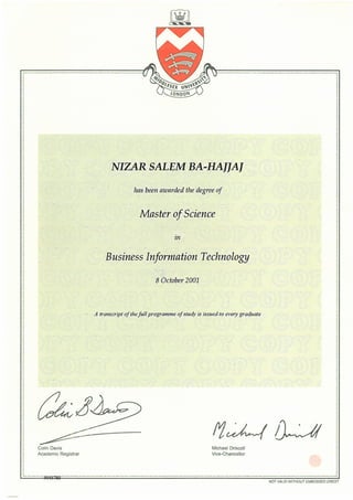 01. MIDDLESEX MSC CERTIFICATE 08OCT01 | PDF