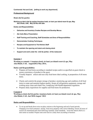 chef muthu new cv | DOC