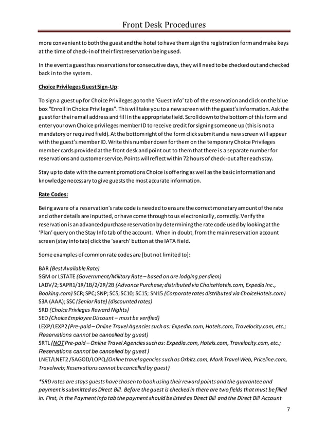 Front Desk Procedures | DOCX