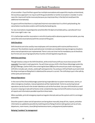 Front Desk Procedures | PDF