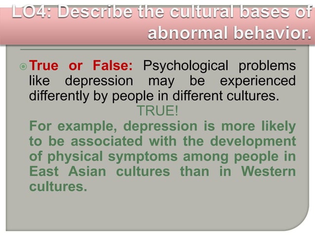 1 Abnormal Psychology (Intro) | PPTX | Mental Health | Diseases and ...