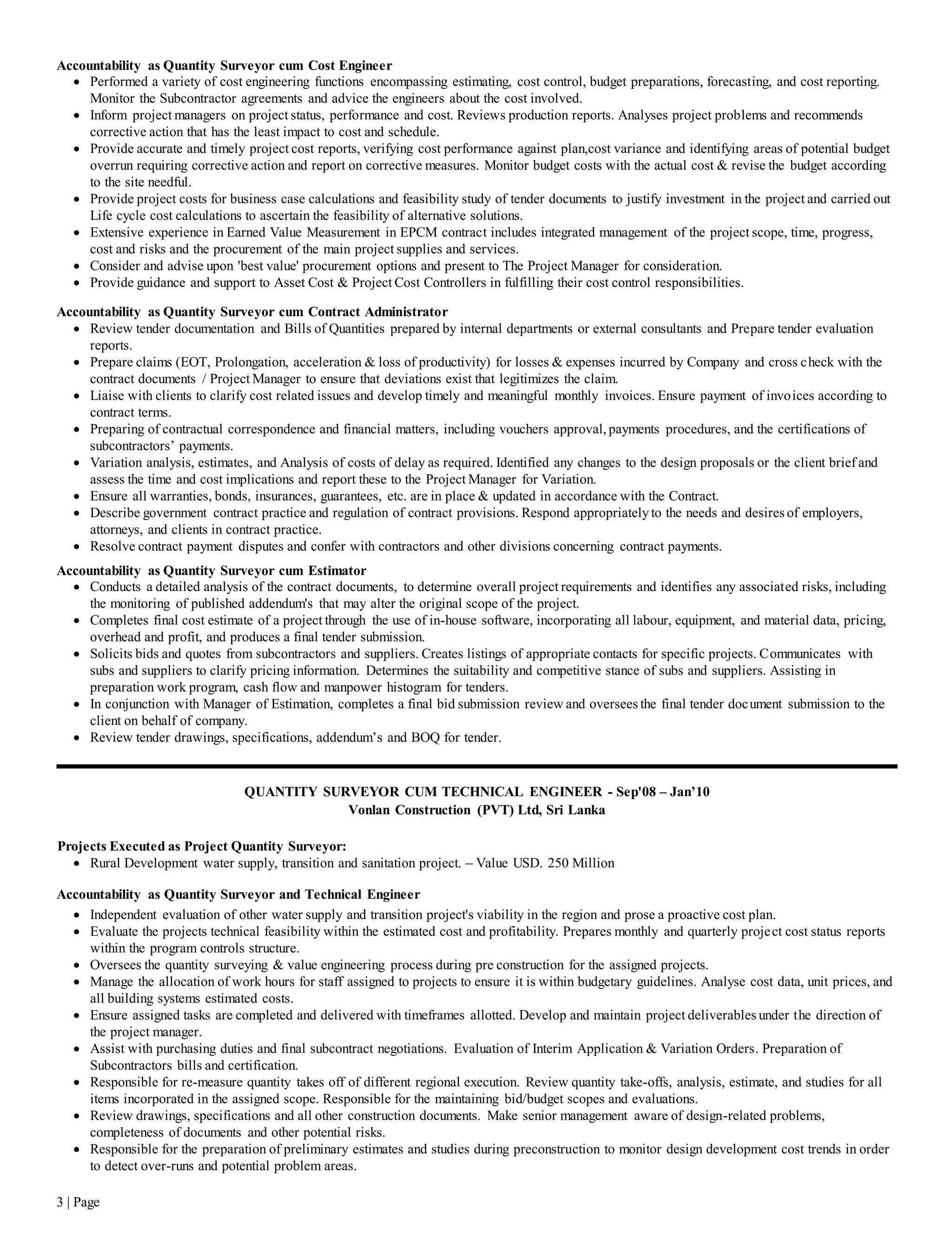 Quantity Surveyor - Riyas AM | DOCX