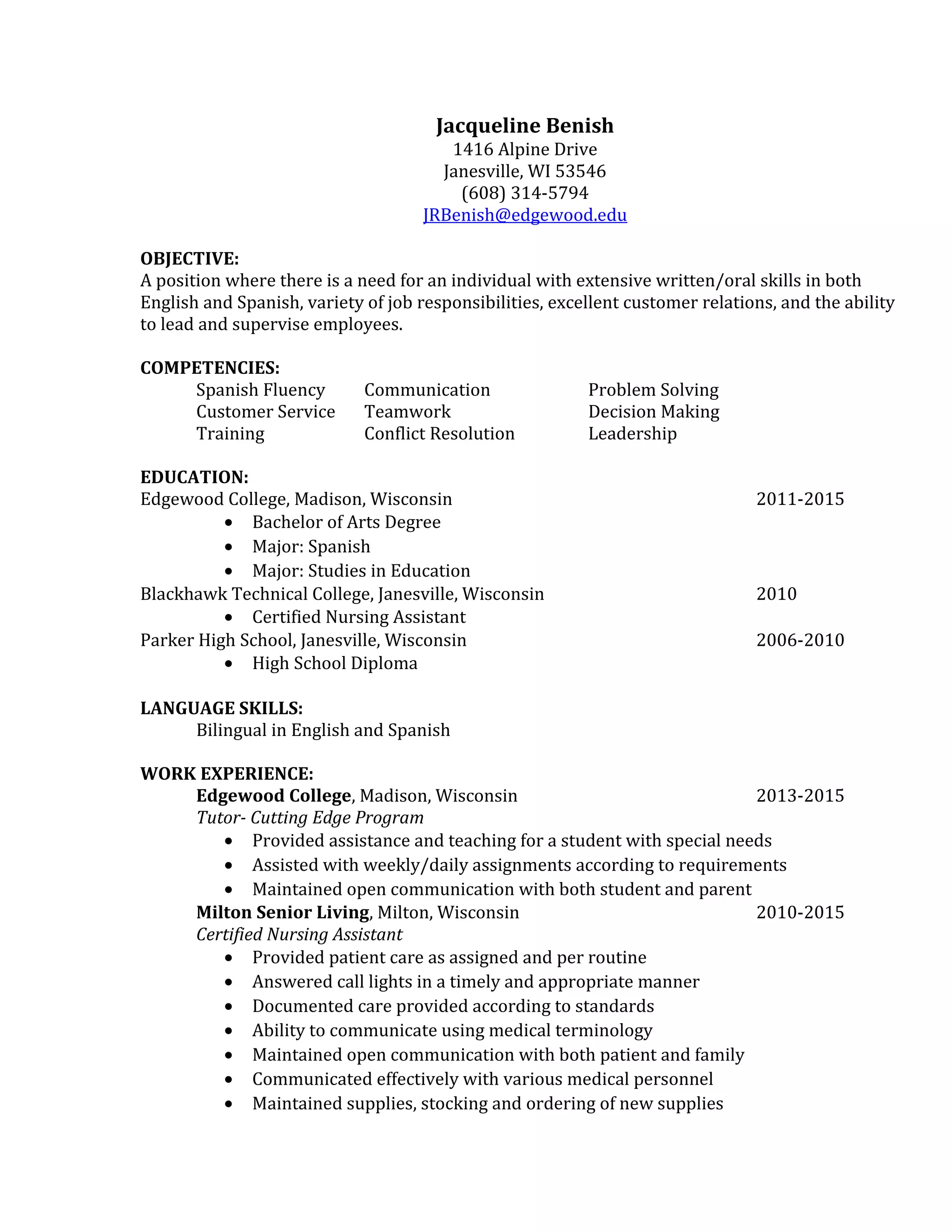 Jacque's Resume | DOC