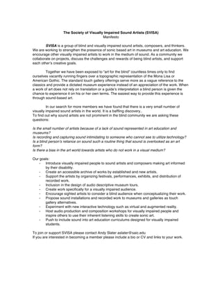 SVISA Manifesto | PDF