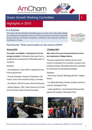 AmCham France - Green Growth Committee Highlights | PDF