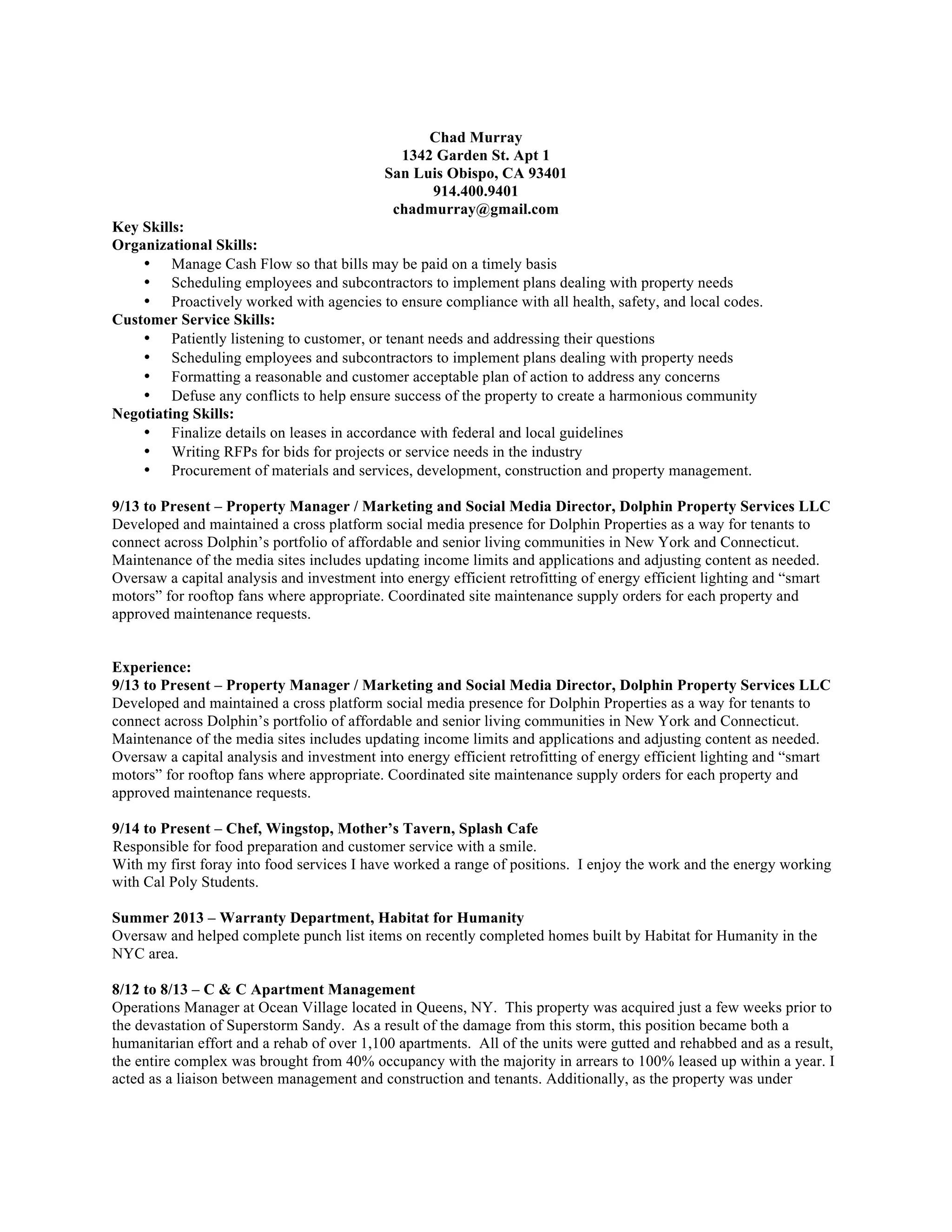 Chad Murray Resume | PDF