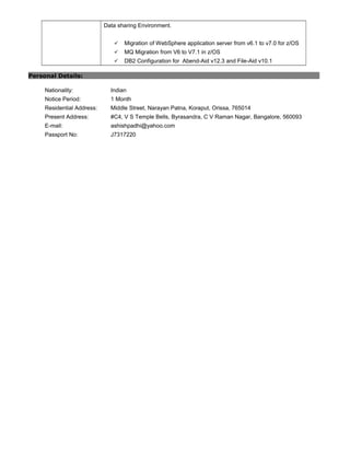 Ashish_Resume | DOC | Databases | Computer Software and Applications