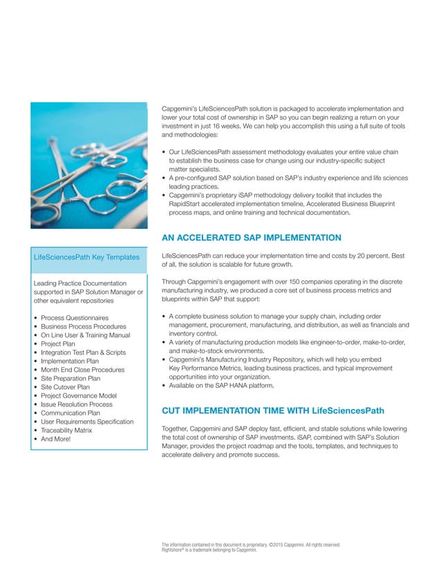 Capgemini - SAP Life Sciences Path_2016 | PDF
