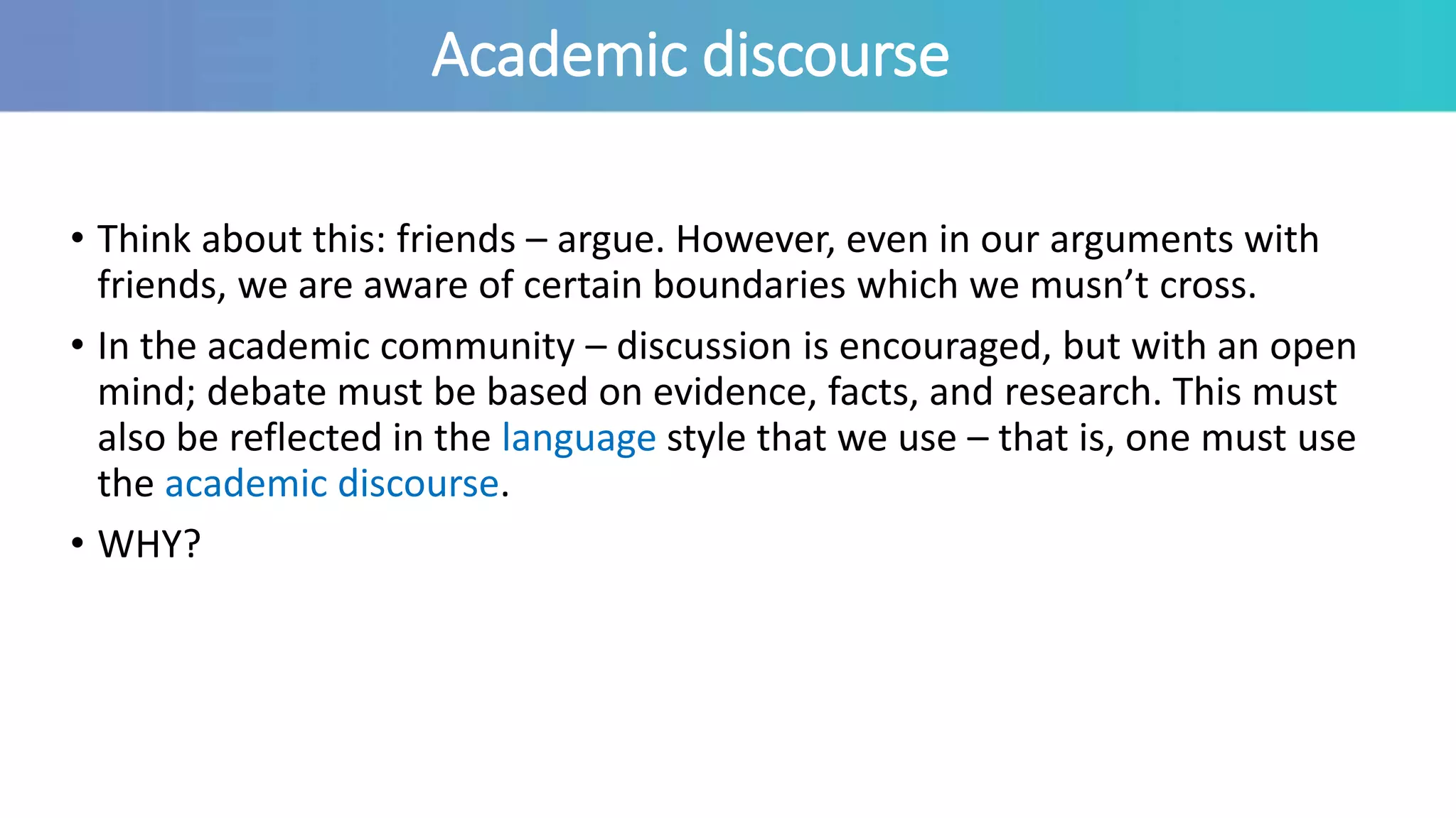 Lesson 1: Academic discourse | PPT