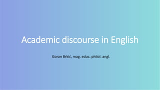 Lesson 1: Academic discourse | PPT