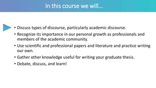 Lesson 1: Academic discourse | PPT