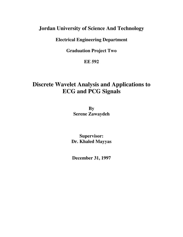 Serene Zawaydeh -Electrical Engineering Thesis. Wavelets - ECG. 1997. | PDF