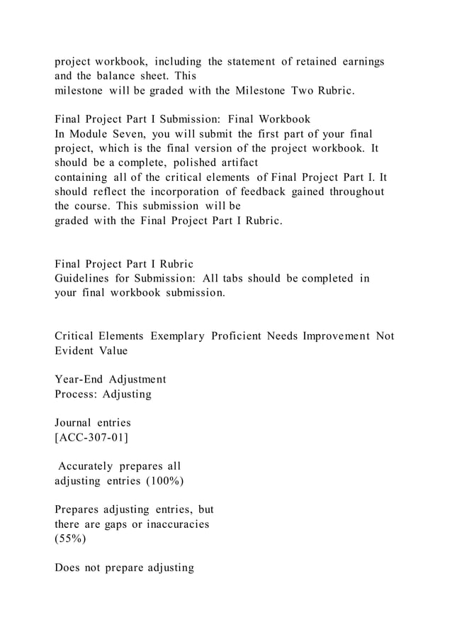 1 ACC 307 Final Project Part I Guidelines and Rubric | DOCX