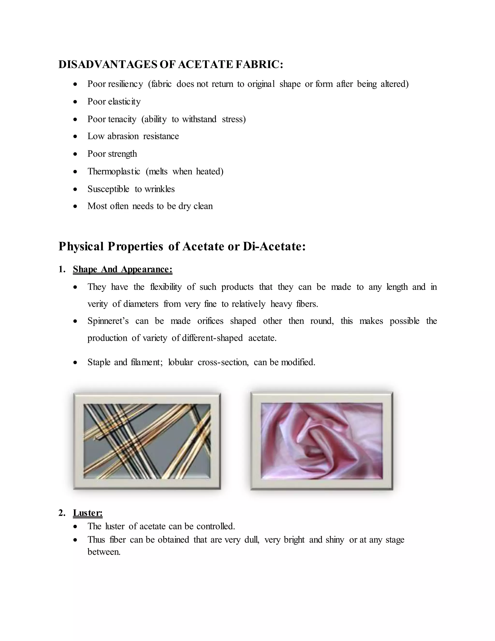 Acetate fiber under the following topics: Chemical structures monomers ...