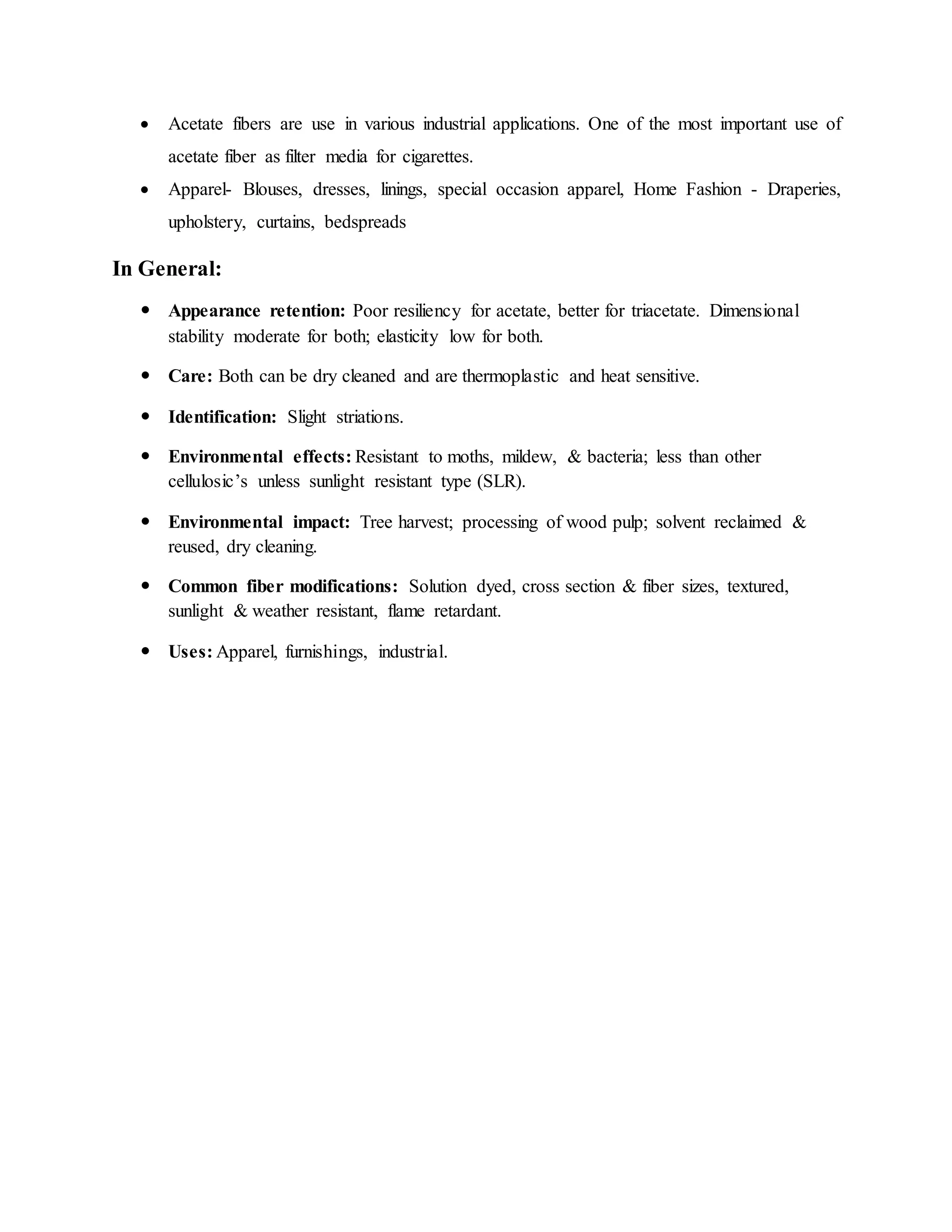 Acetate fiber under the following topics: Chemical structures monomers ...