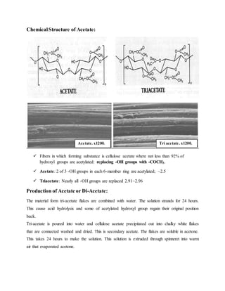 Acetate fiber under the following topics: Chemical structures monomers ...