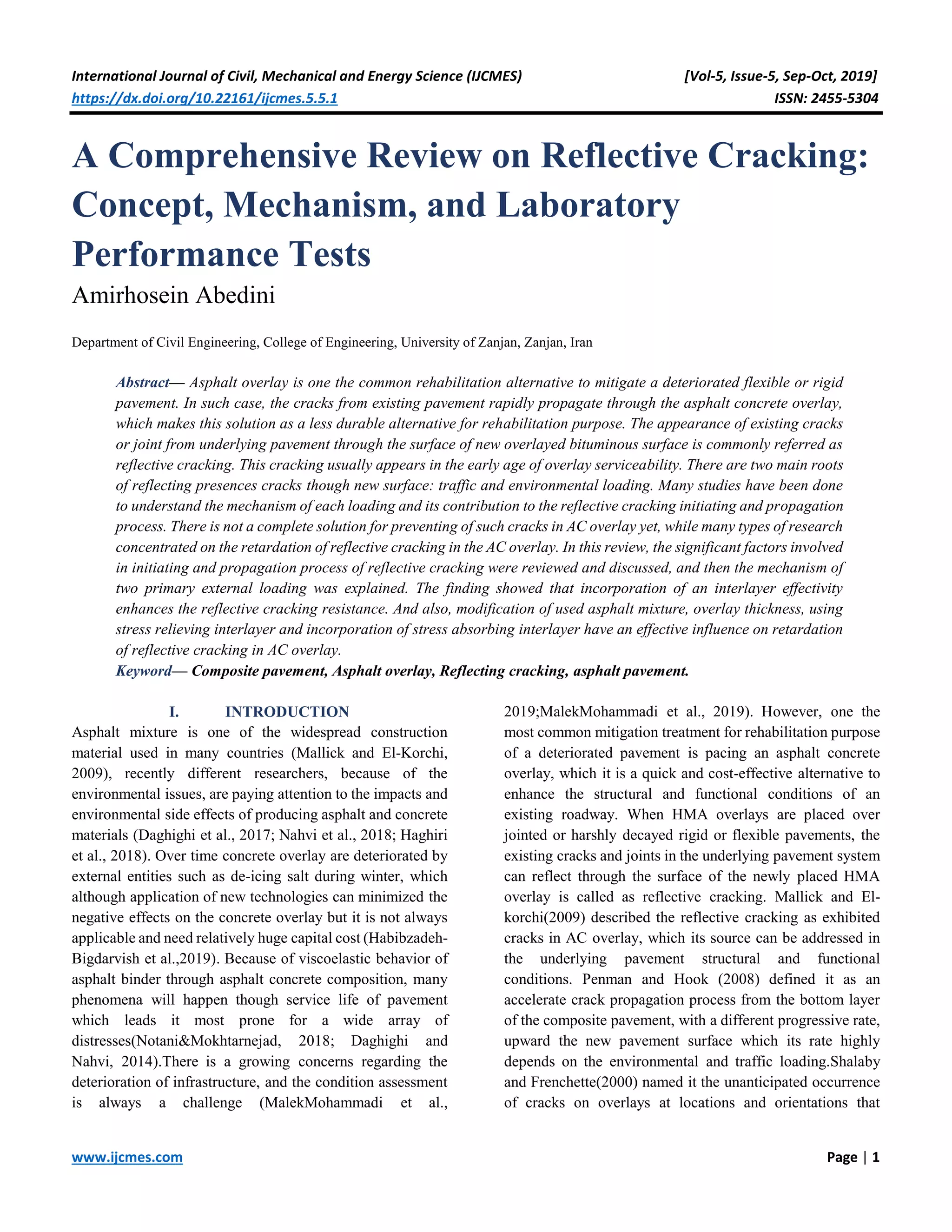 A Comprehensive Review on Reflective Cracking: Concept, Mechanism, and ...