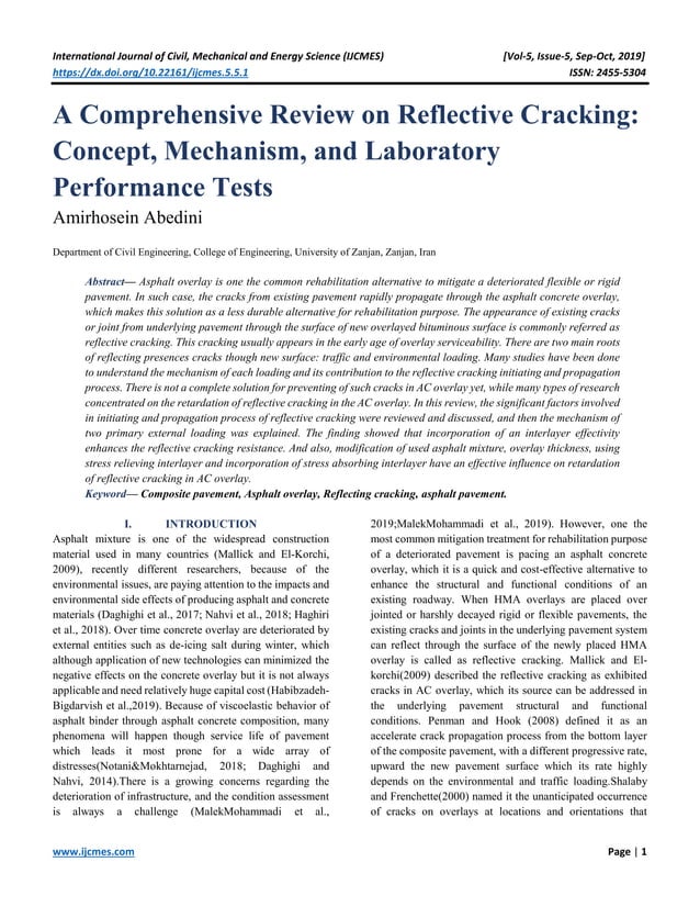 A Comprehensive Review on Reflective Cracking: Concept, Mechanism, and ...