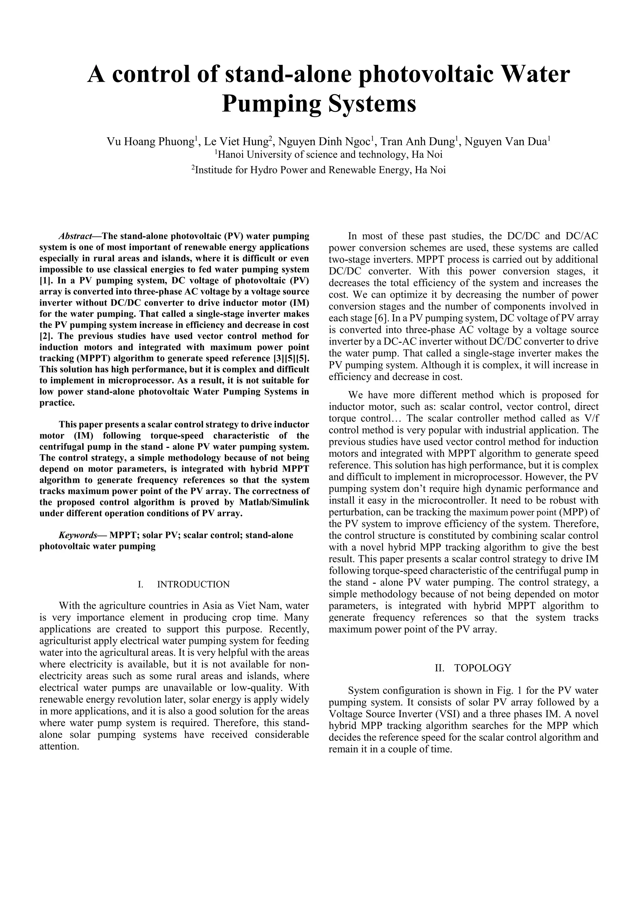 [1] a control of stand alone photovoltaic water | PDF