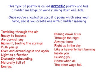 1) acrostic poem | PPT | Poetry | Books and Literature