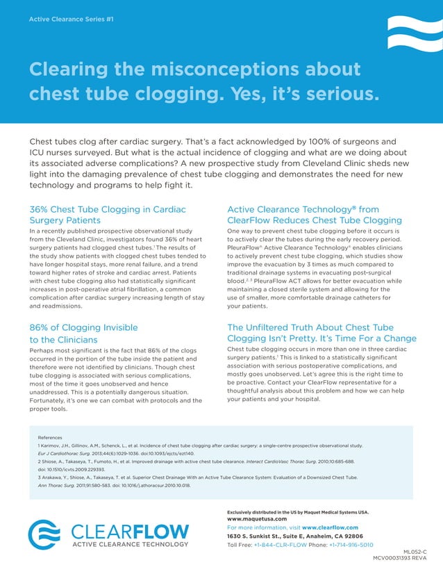 ClearFlow: Clearing the Misconceptions About Chest Tube Clogging. Yes ...
