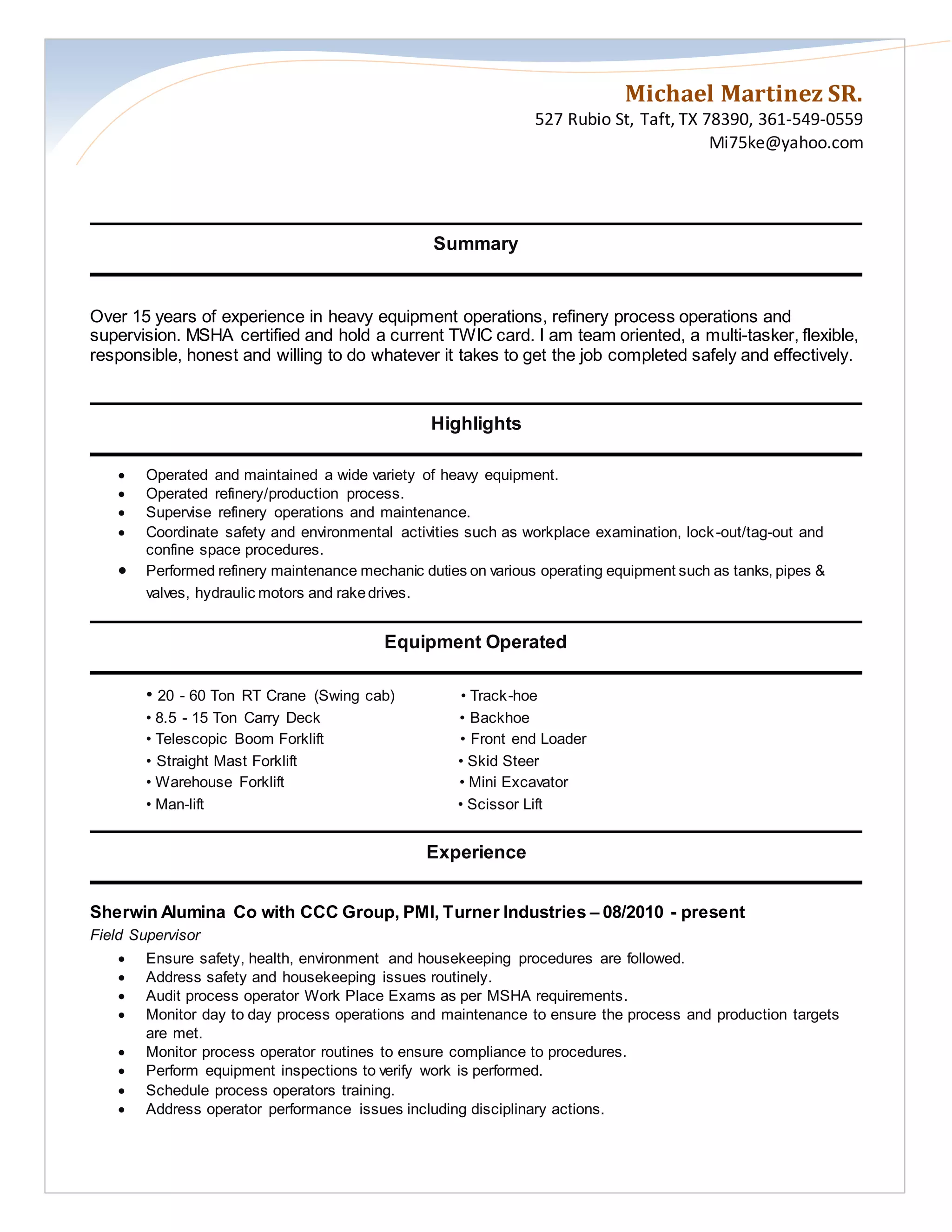 Michael Martinez Resume_Rev2 (3) | DOCX
