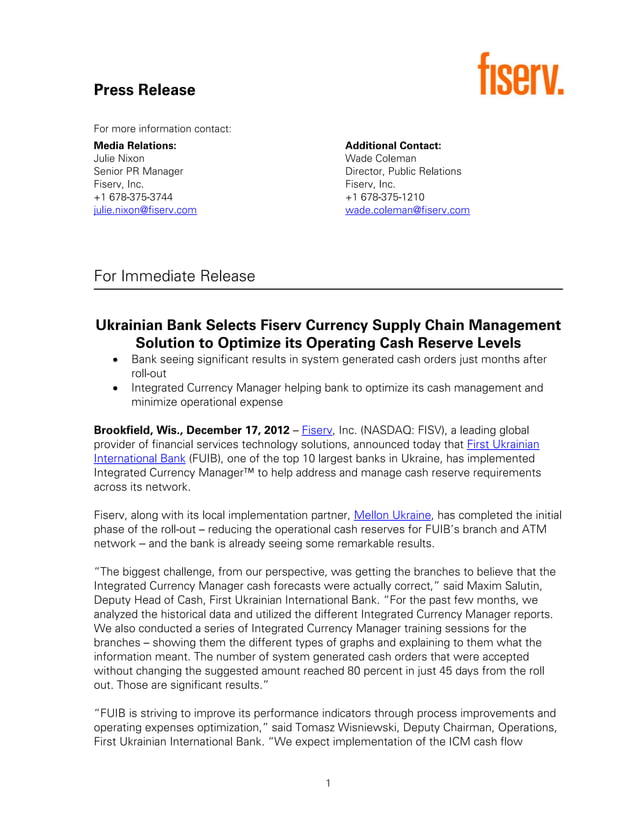 FUIB selects Fiserv | PDF