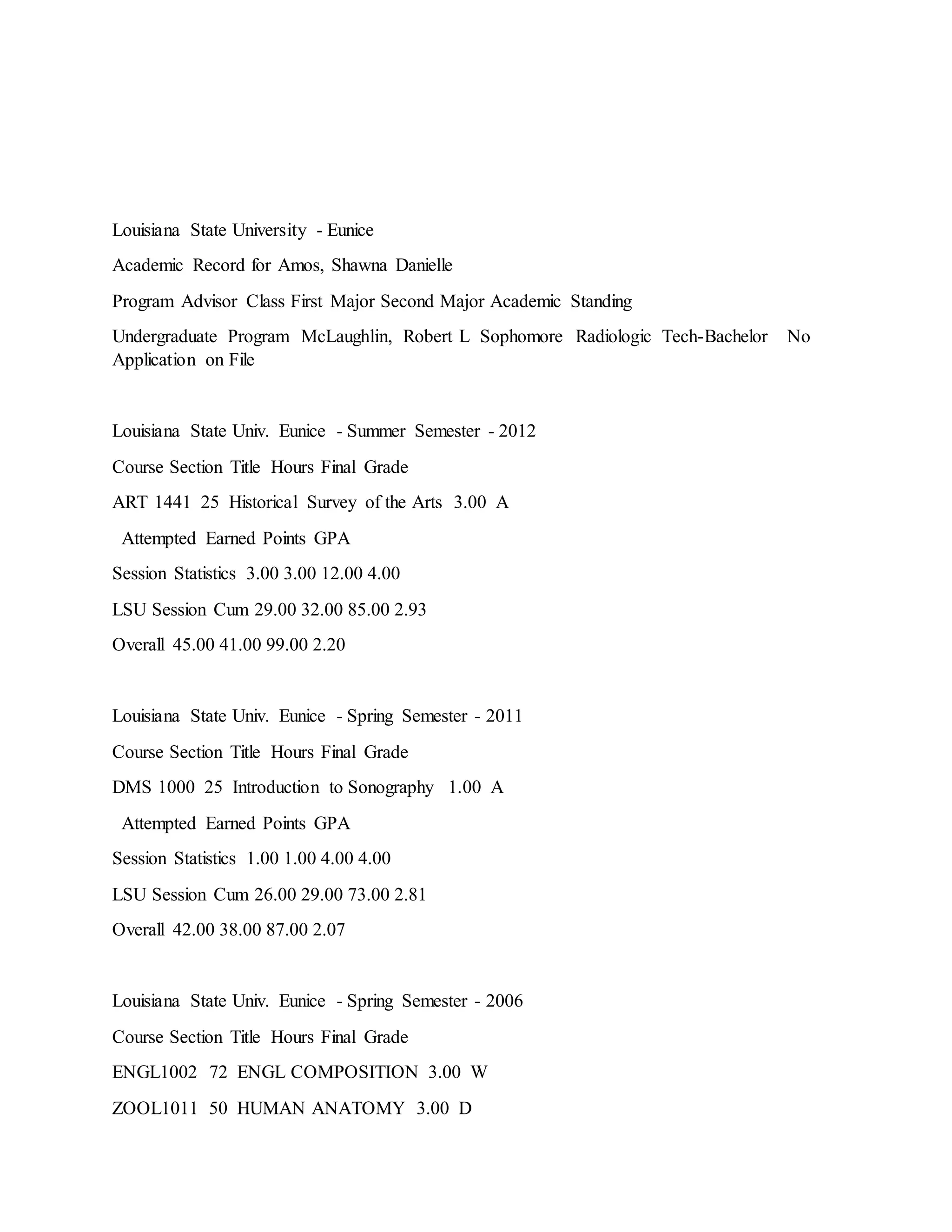 Louisiana State University E Transcript | DOCX