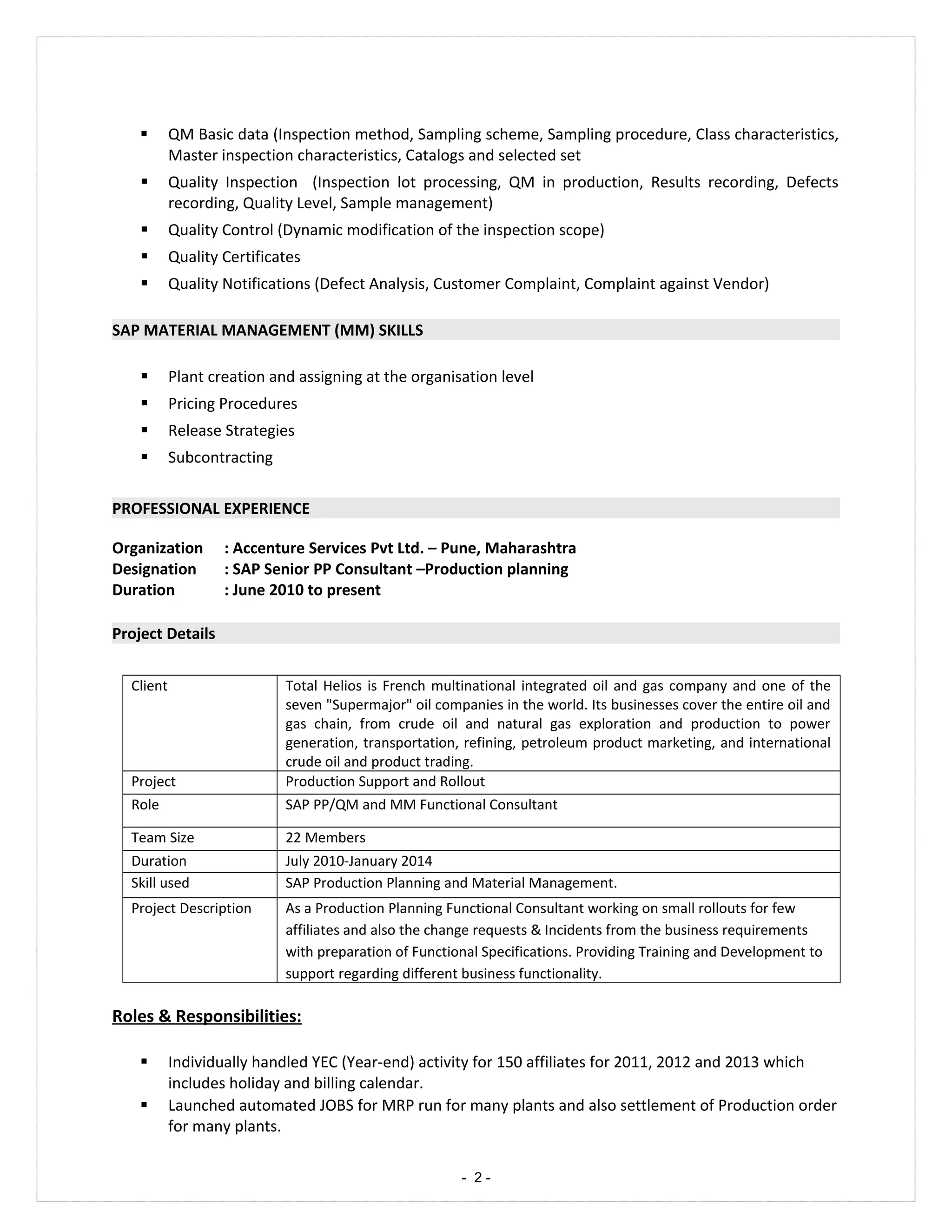 Sudhir_SAP PP QM & MM resume | DOC