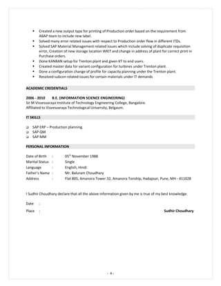 Sudhir_SAP PP QM & MM resume | DOC