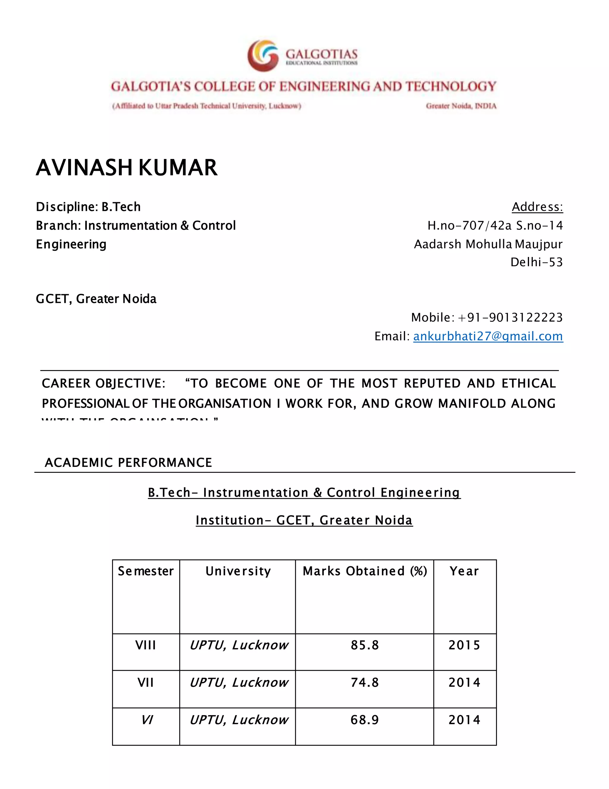 Avinash CV | DOCX