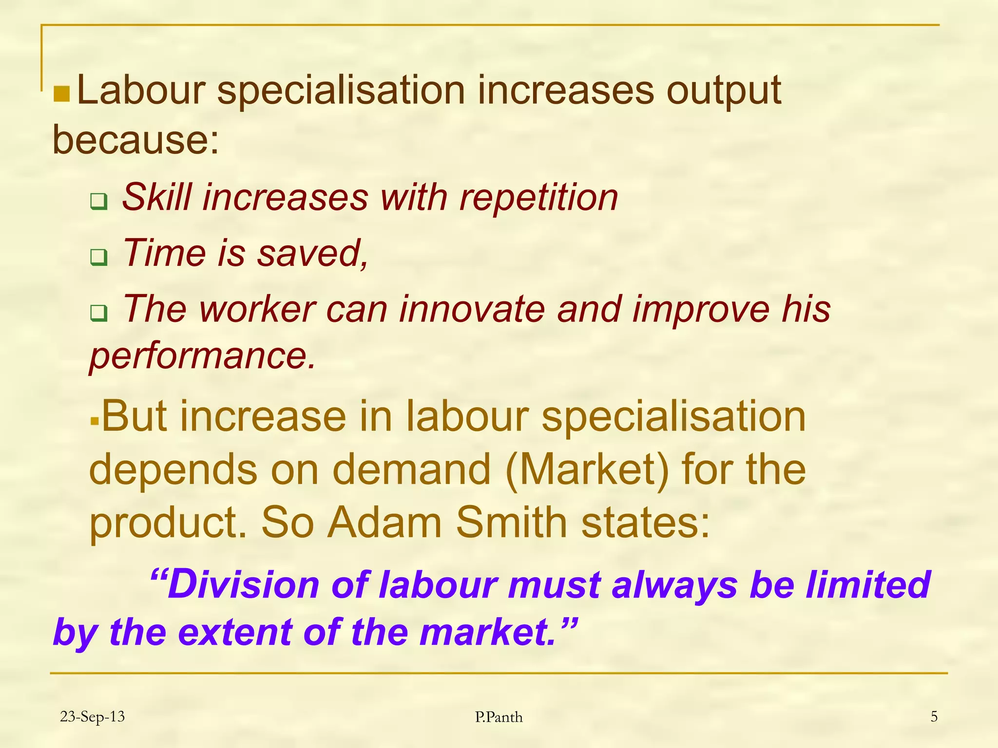 Brief review of Adam Smith's main concepts of growth. | PPSX