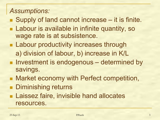 Brief review of Adam Smith's main concepts of growth. | PPSX