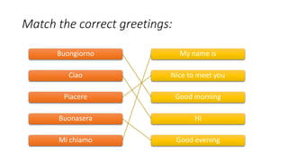 italian lezione numero 1 greetings | PPT